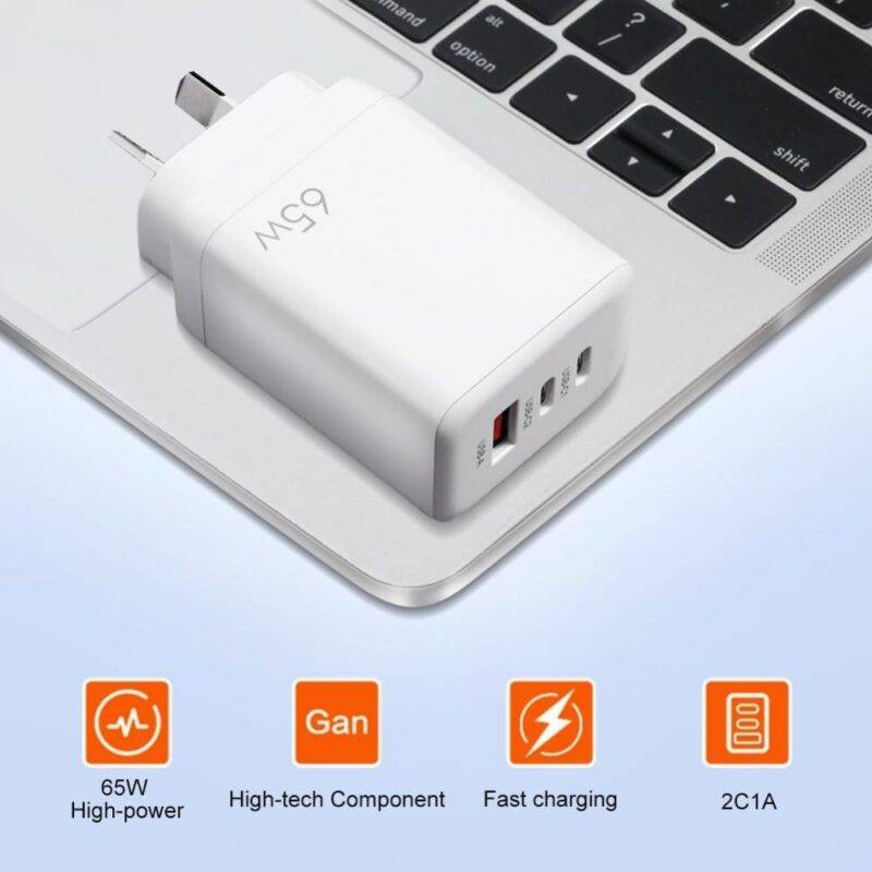 65W GaN Dual Type-C USB-C Wall Charger Adapter - Purified NZ