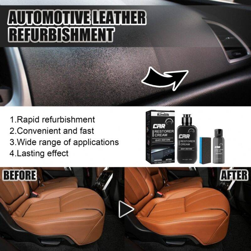 Car Interior Plastic Leather Restorer Cream + Sponge Set - Purified NZ