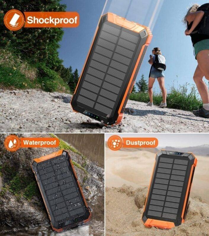 Goodaaa Solar Power Bank Wireless 36000mAh Built-in Cables - Purified NZ