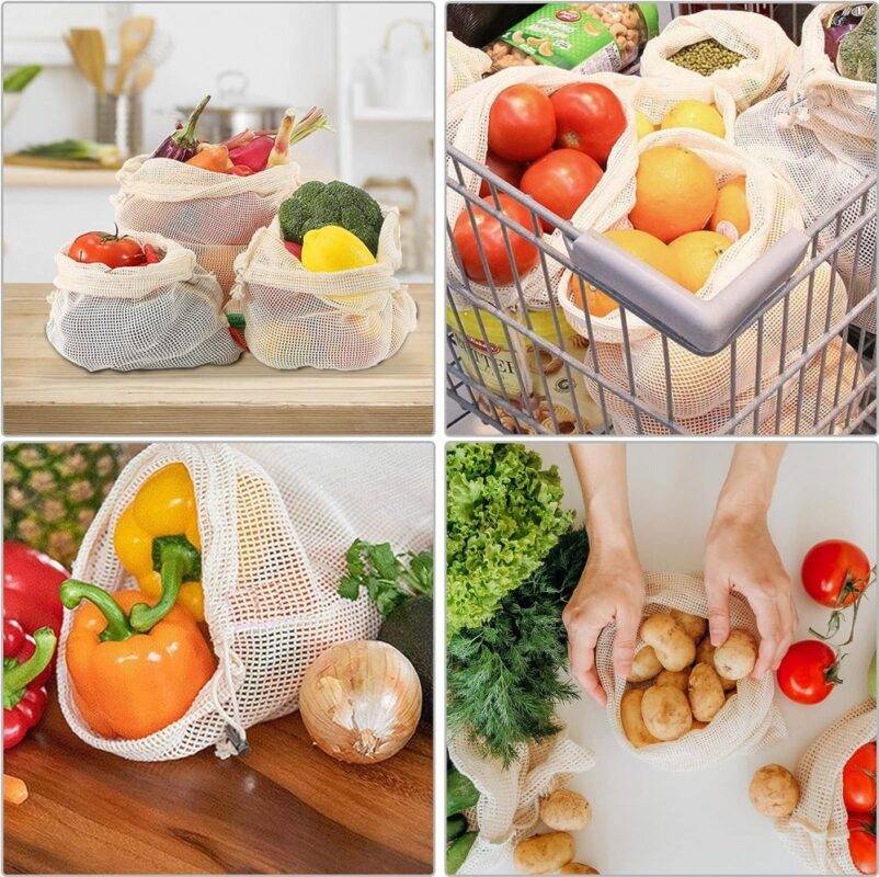 Organic Reusable Fresh Produce Cotton Food Bags - Purified NZ