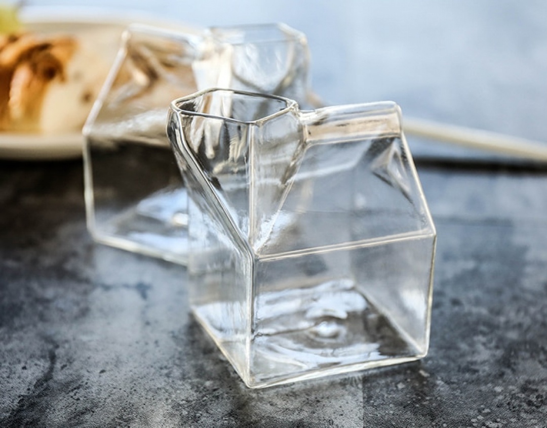 square milk glass milk box glass mug milk box cup - Purified New Zealand